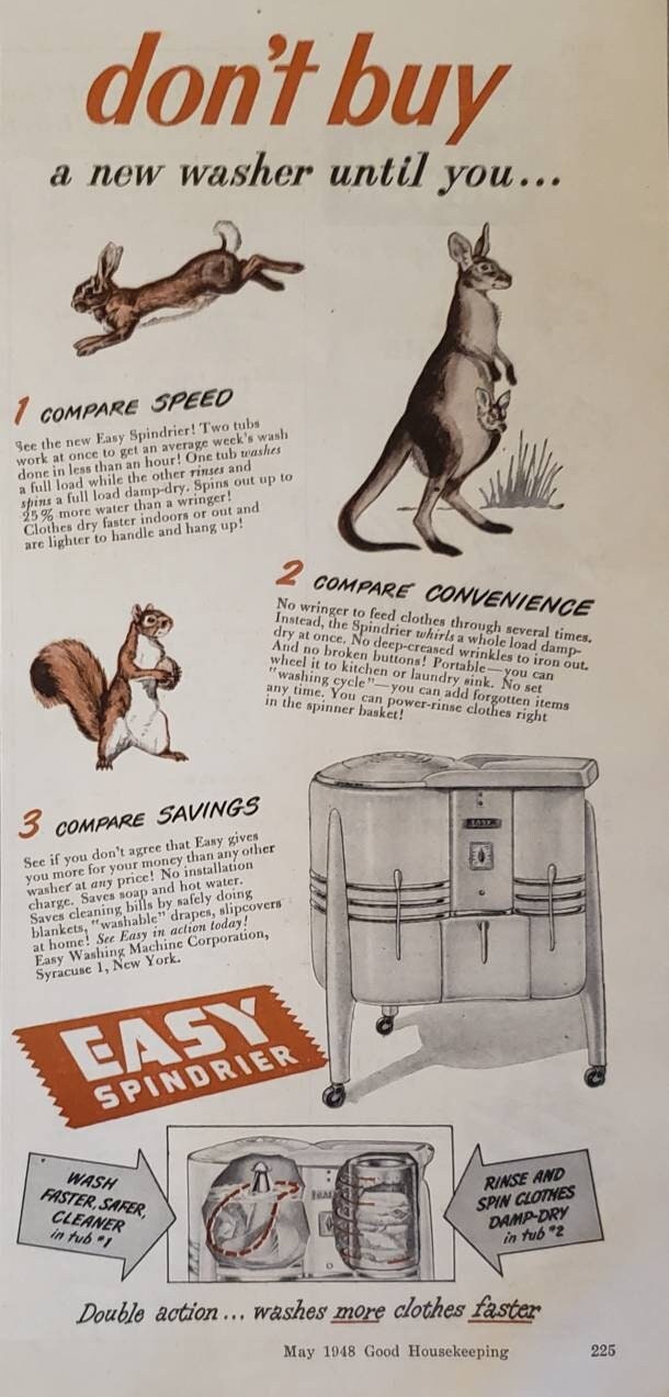 1948 EASY SPINDRIER Clothes Dryer Washing Machine Laundry Appliance ...