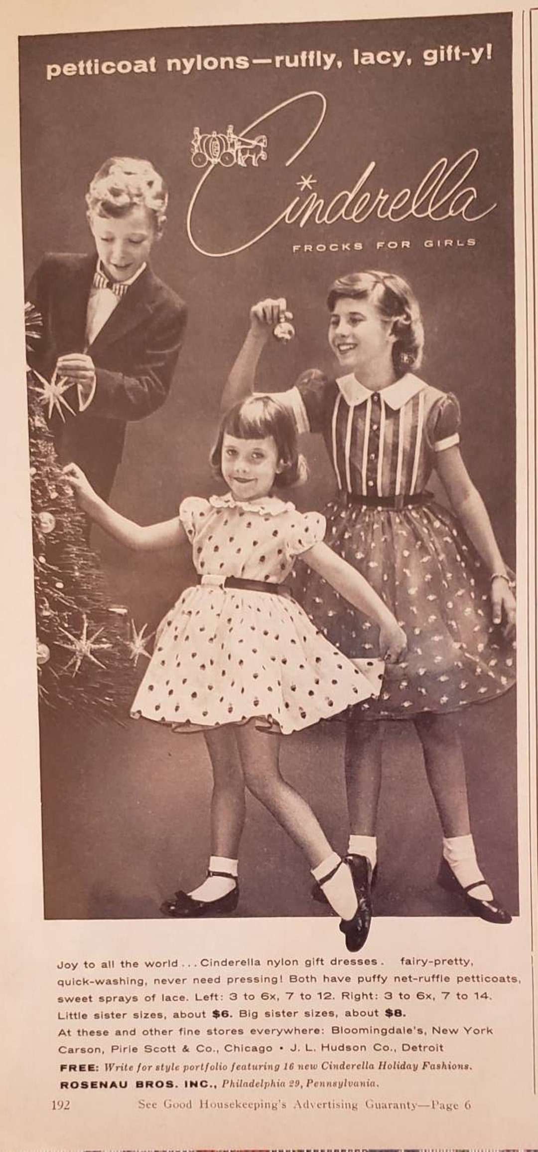 1954 CINDERELLA Nylon Girls Dresses Petticoats Clothing Fashion Rosenau ...