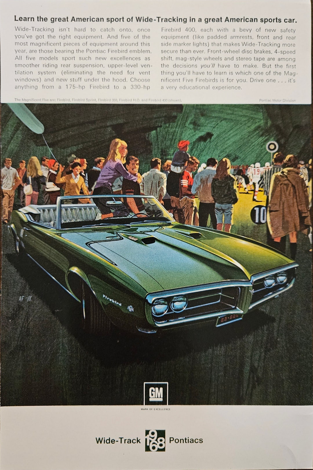 1968 PONTIAC Vintage Print Ad, Widetrack Pontiac Cars, American Wide ...