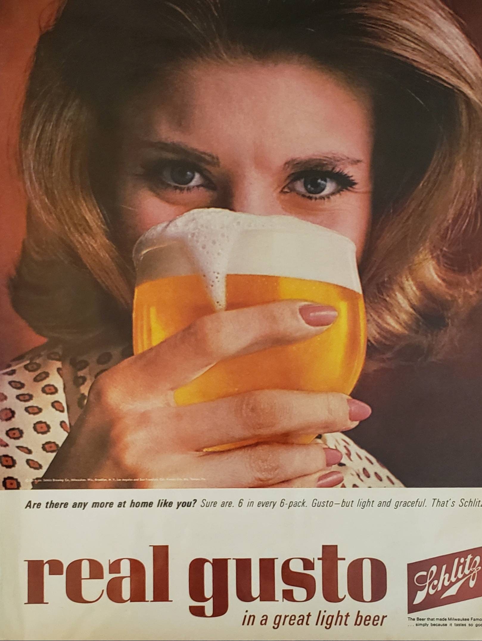 1964 SCHLITZ BEER Alcohol Drink Beverage Woman Real Gusto - Etsy
