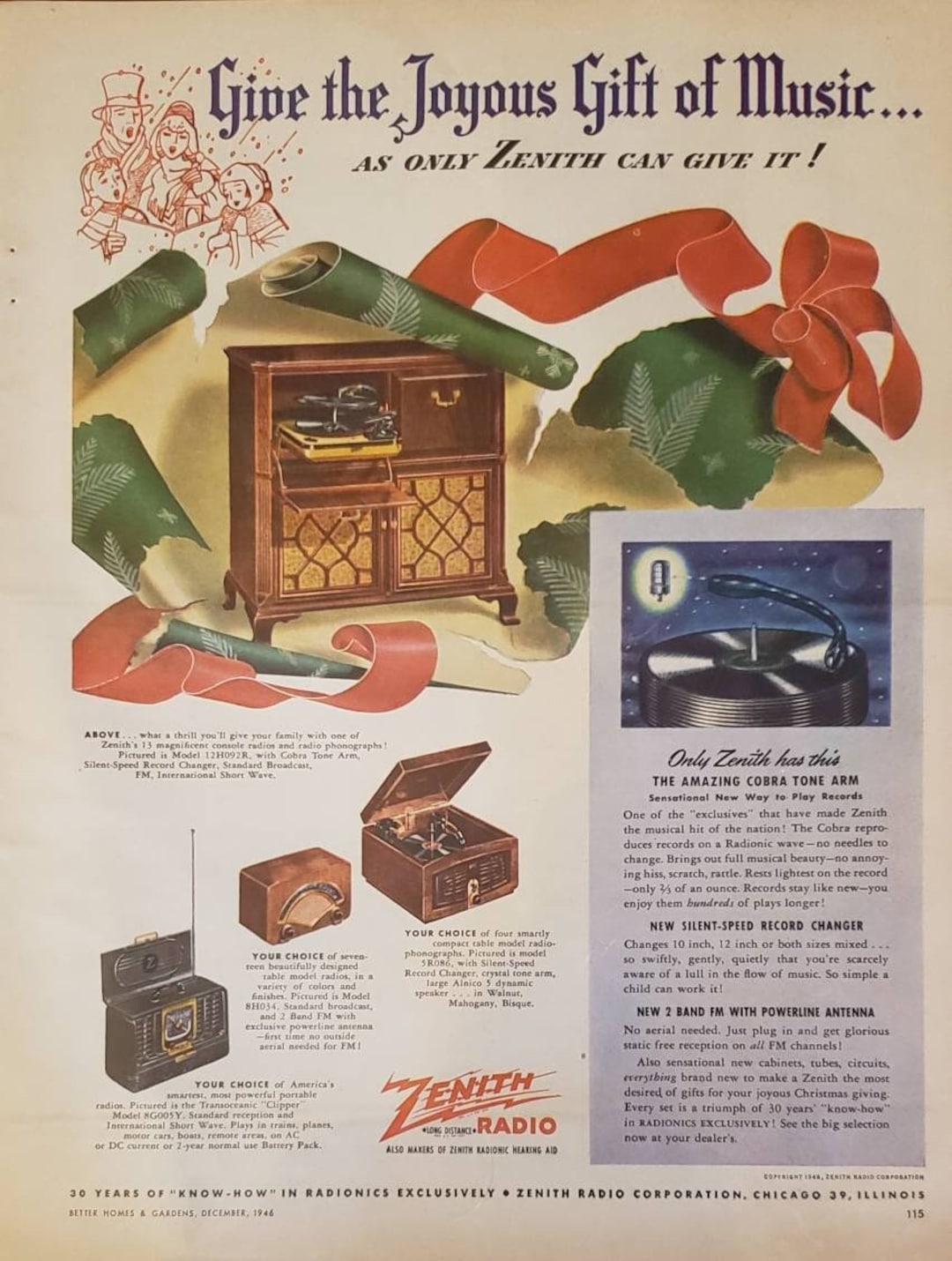 1946 ZENITH FM Radio Phonograph Music Gift Vintage Print Ad - Etsy