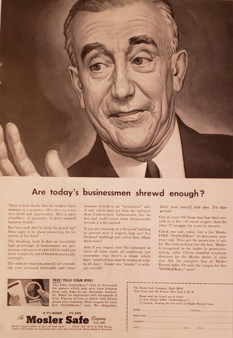 1954 MOSLER SAFE COMPANY Shrewd Businessmen Documents Records Vintage ...