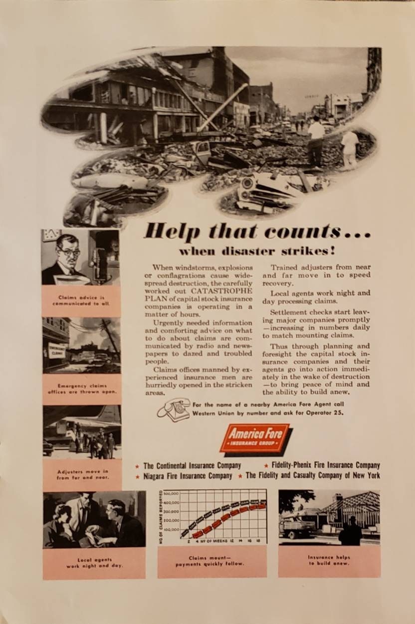 1956 AMERICA FORE Insurance Group Disaster Catastrophe Plan - Etsy