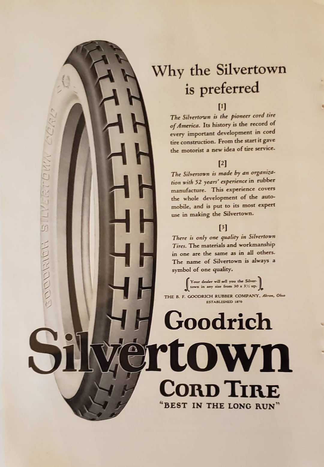 1922 GOODRICH Silvertown Cord Tire Car Automobile Tires Vintage Print ...