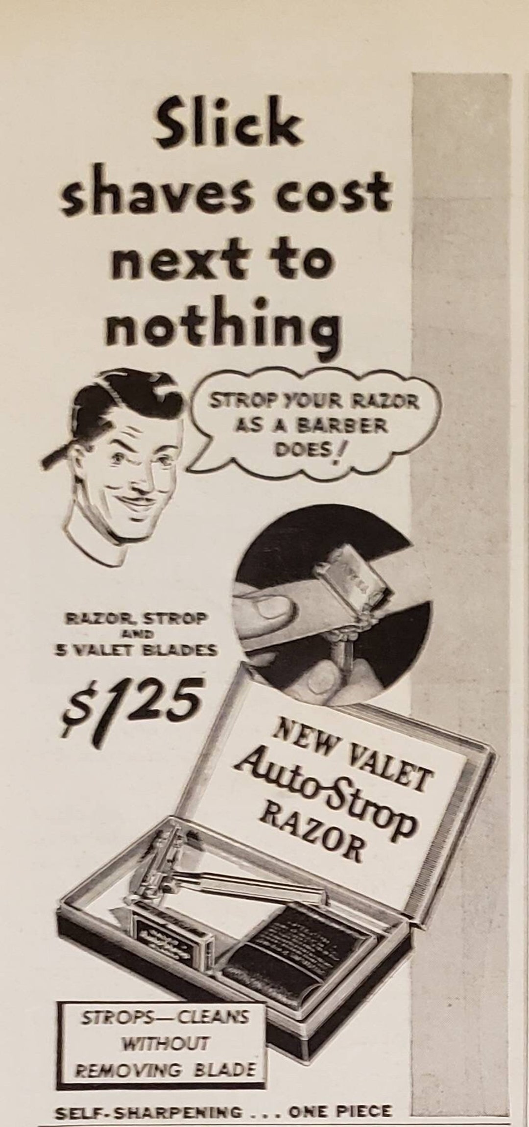 1948 New Valet AUTO-STROP Razor Mens Shaving Vintage Print Ad - Etsy