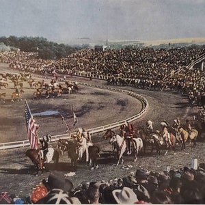 1946 PENDLETON OREGON Round-up Rodeo Cowboys Native Americans Color ...