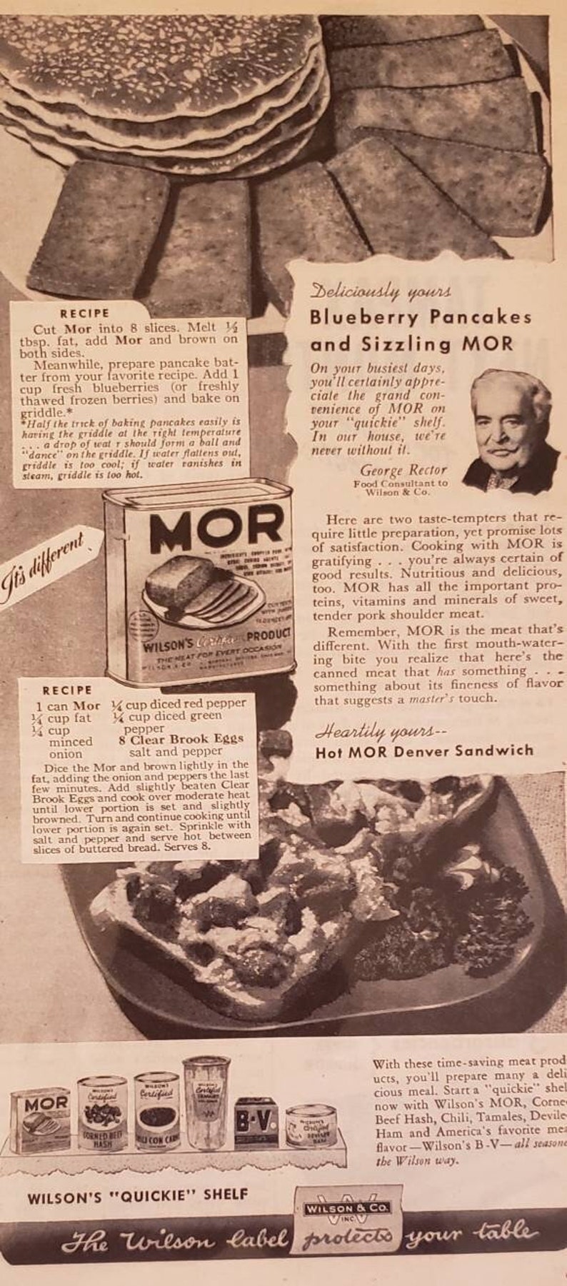 1946 WILSON'S MOR Canned Meat Food Product Recipes Recipe Ideas George ...