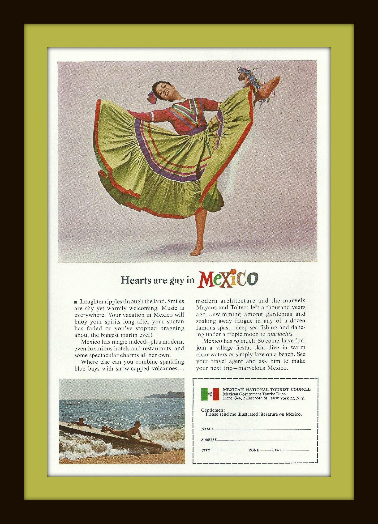 1965 Mexican National Tourist Council Vintage Ad Mexico - Etsy