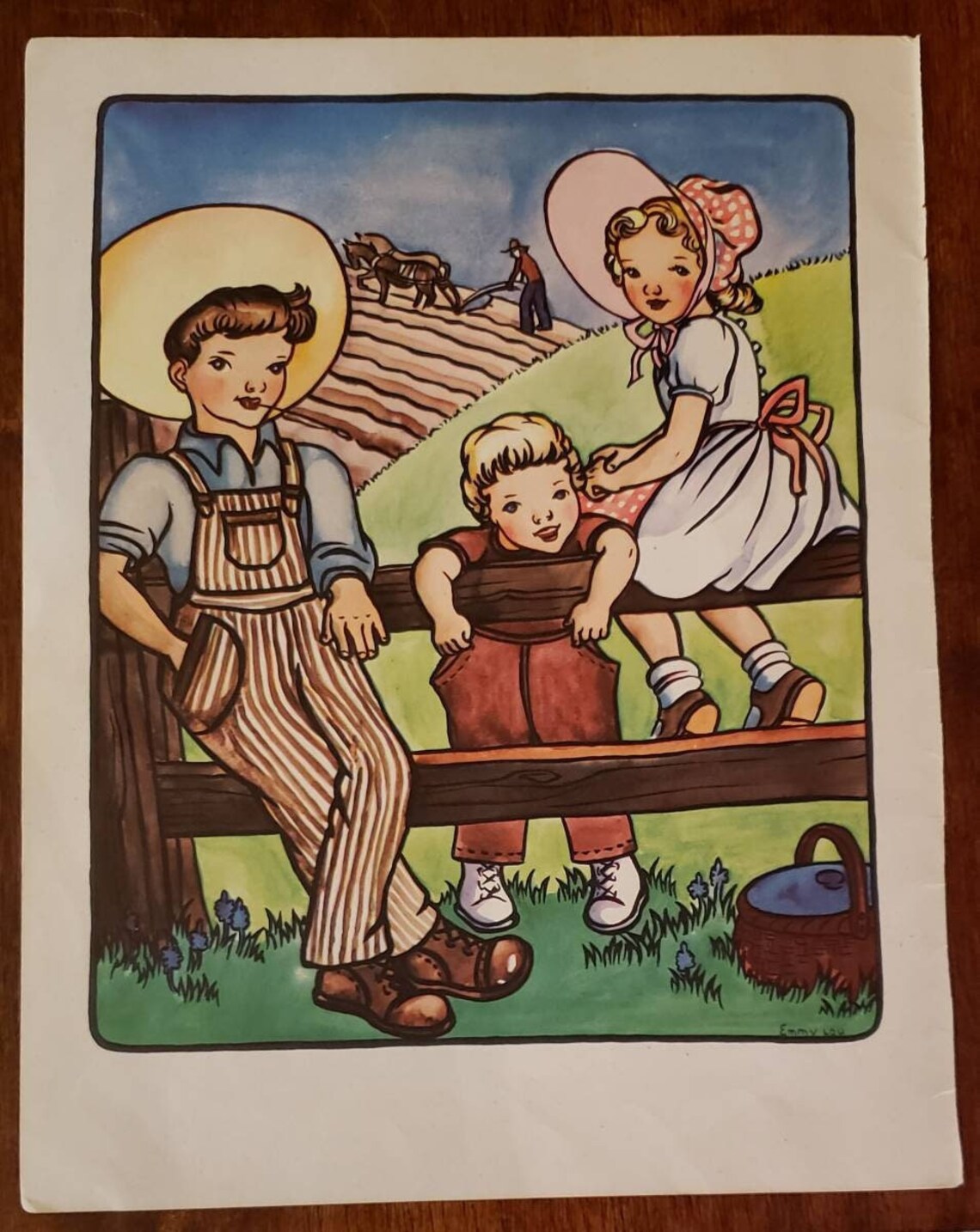 1943 CHILDREN'S BOOK ILLUSTRATION Color Emmy Lou Osborne Art Kids ...