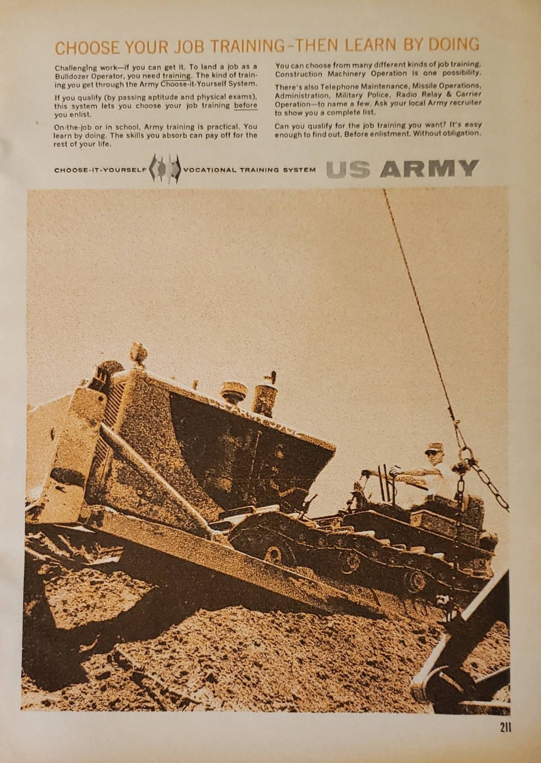1961 US ARMY Military Recruiting Enlistment Training Machinery ...