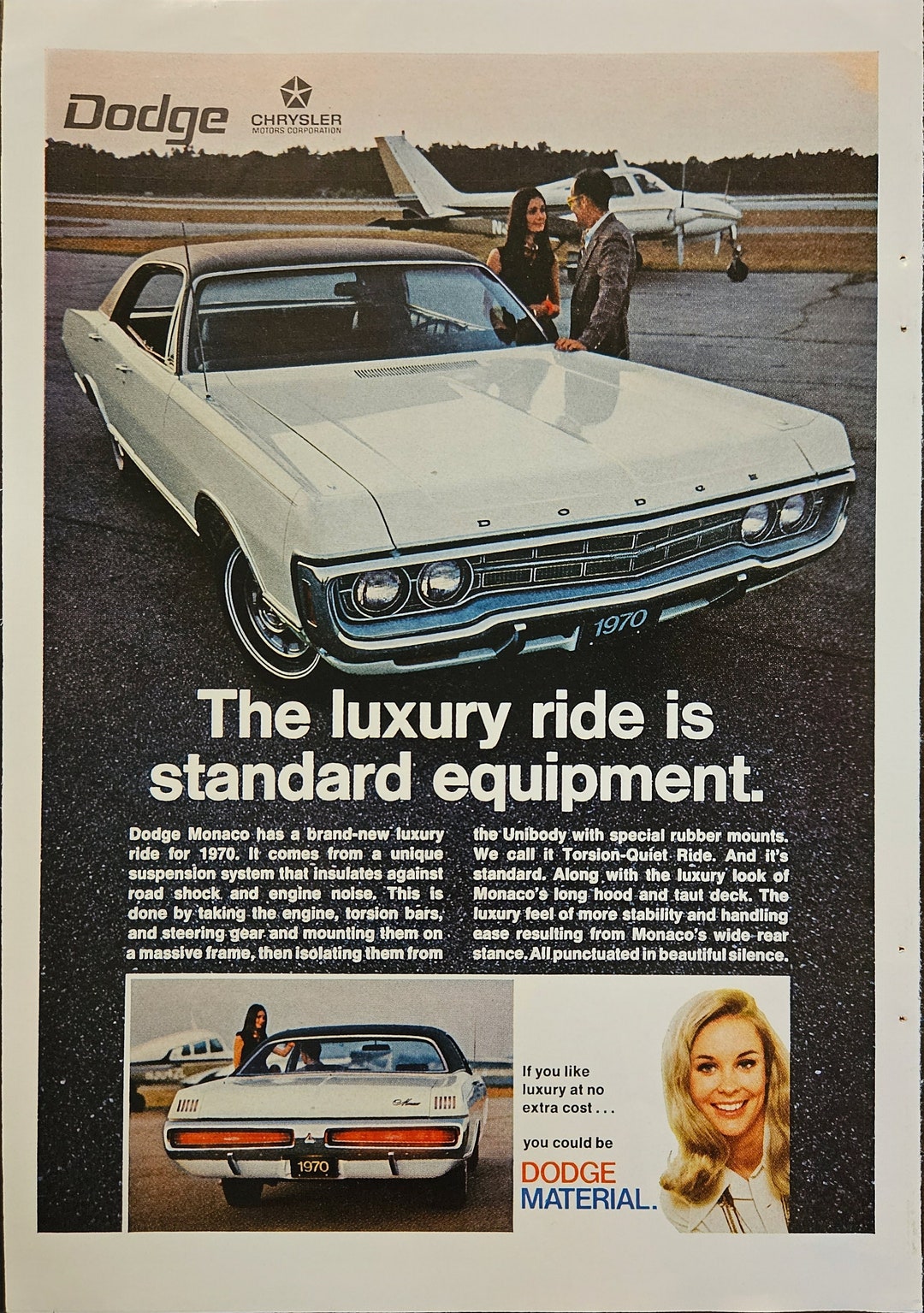 1970 DODGE MONACO Vintage Ad, Dodge Material Vintage Car Automobile ...