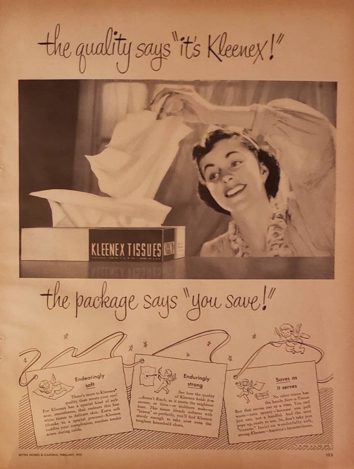 1951 KLEENEX TISSUES Disposable Tissue Health Vintage Print Ad - Etsy