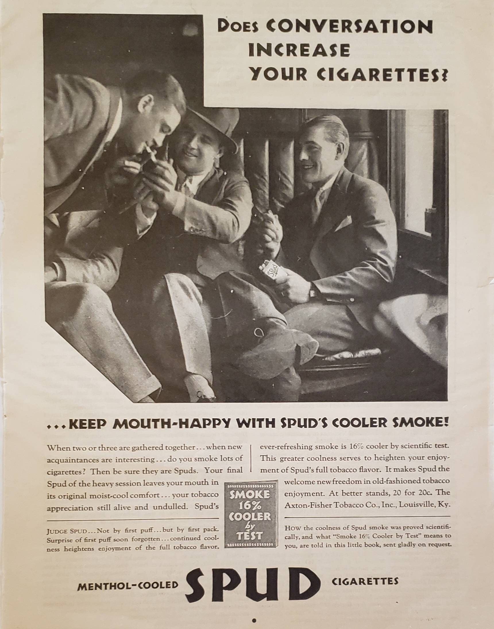 1929 SPUD CIGARETTES Menthol Tobacco Cool Smokes Men - Etsy