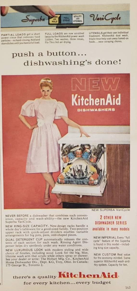 1960 KITCHEN AID Dishwasher Dishwashing Appliance Vintage - Etsy
