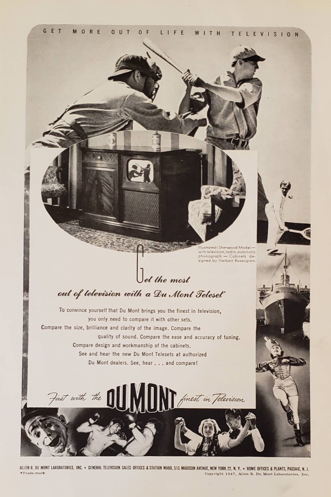 1947 DUMONT Teleset Television TV Set Vintage Print Ad - Etsy