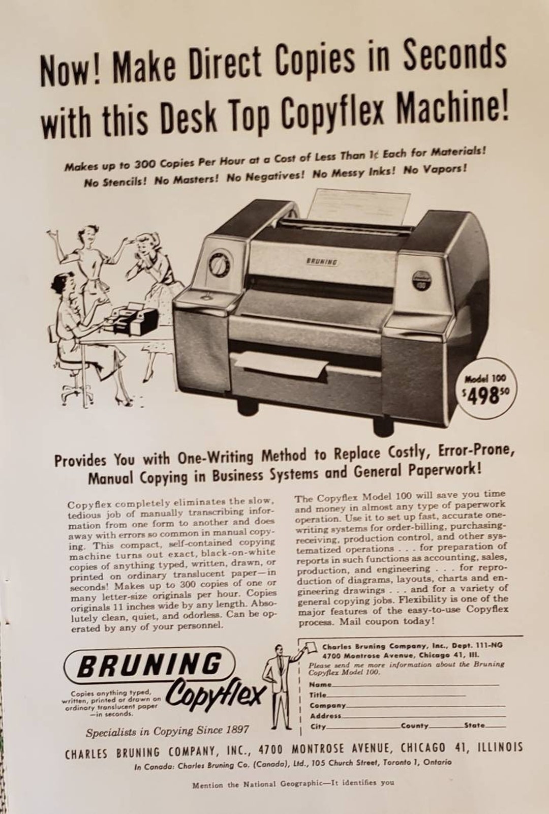 1956 BRUNING COPYFLEX Copy Maker Desk Top Copier Equipment Office ...
