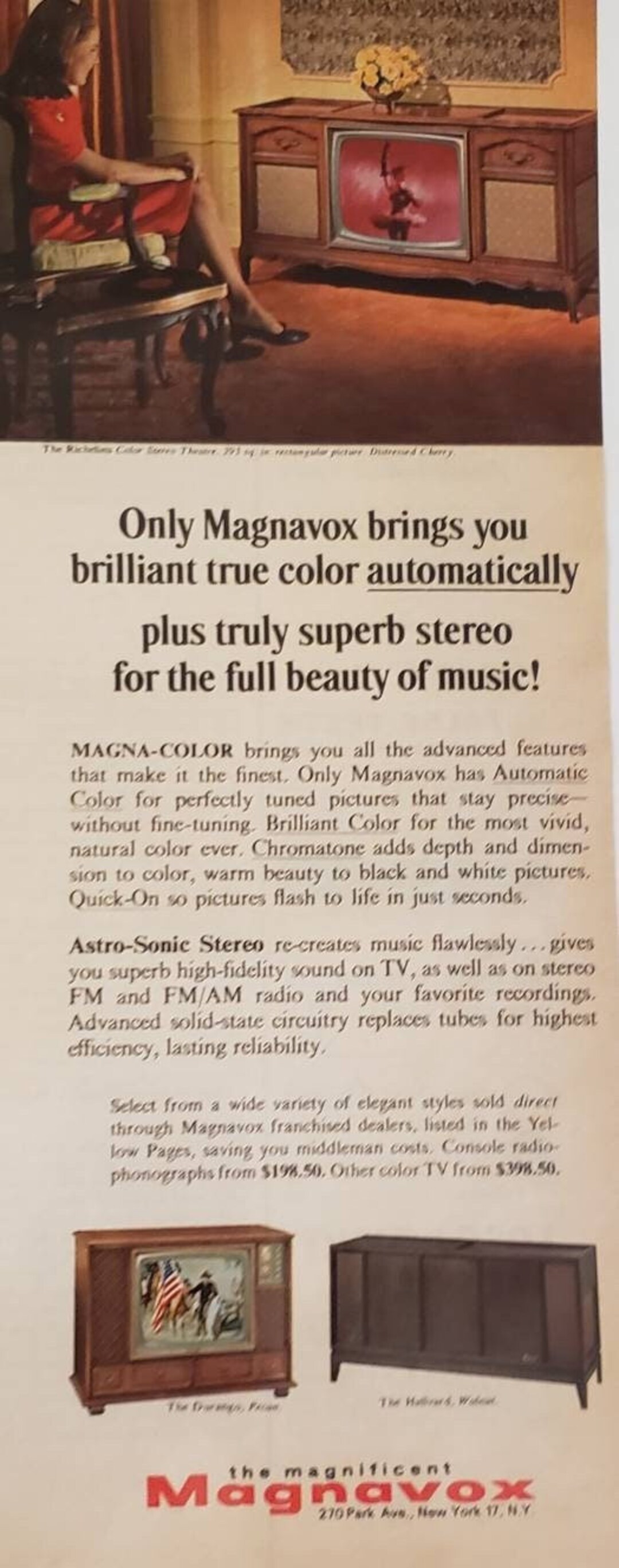 1967 MAGNAVOX Color TV Set Television Magna Color Astro-sonic Stereo ...