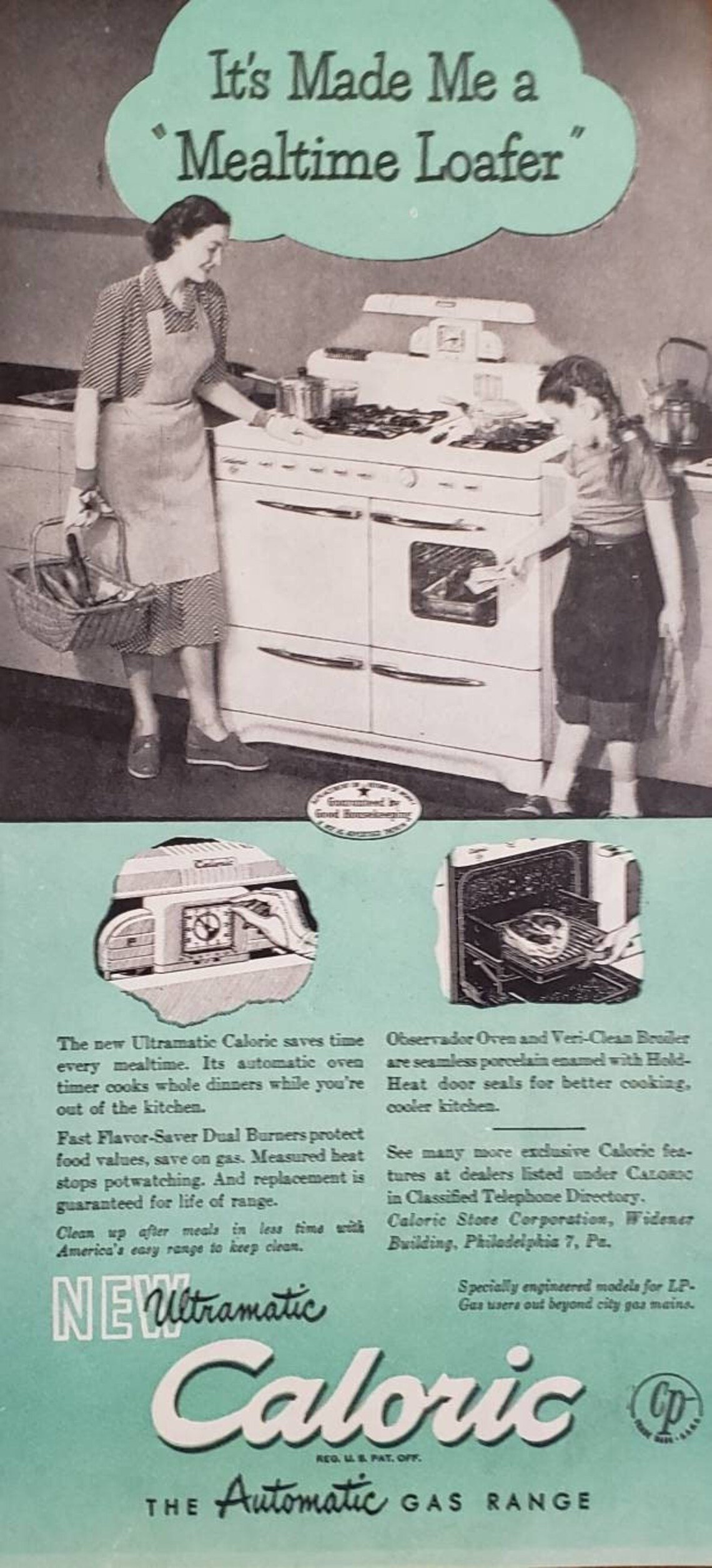 1948 ULTRAMATIC CALORIC Automatic Gas Range Stove Mealtime - Etsy