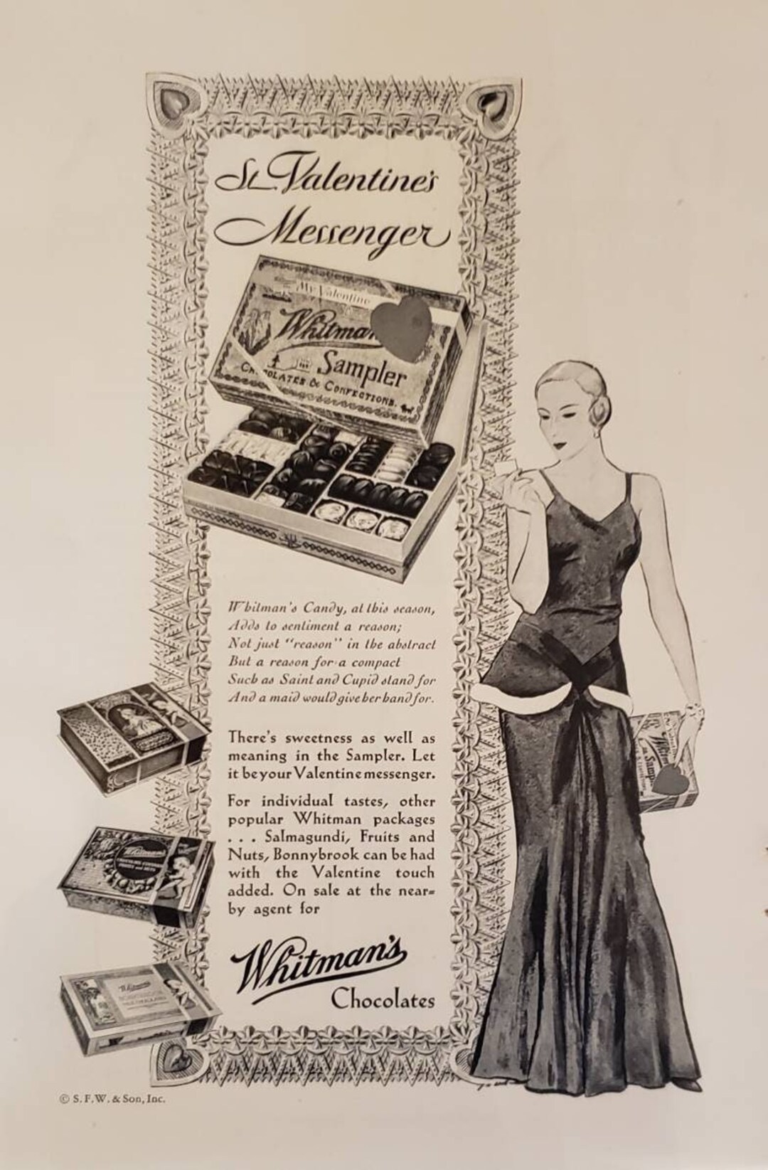 1931 WHITMAN'S Sampler Candy Candies Chocolate Food Valentines Day ...
