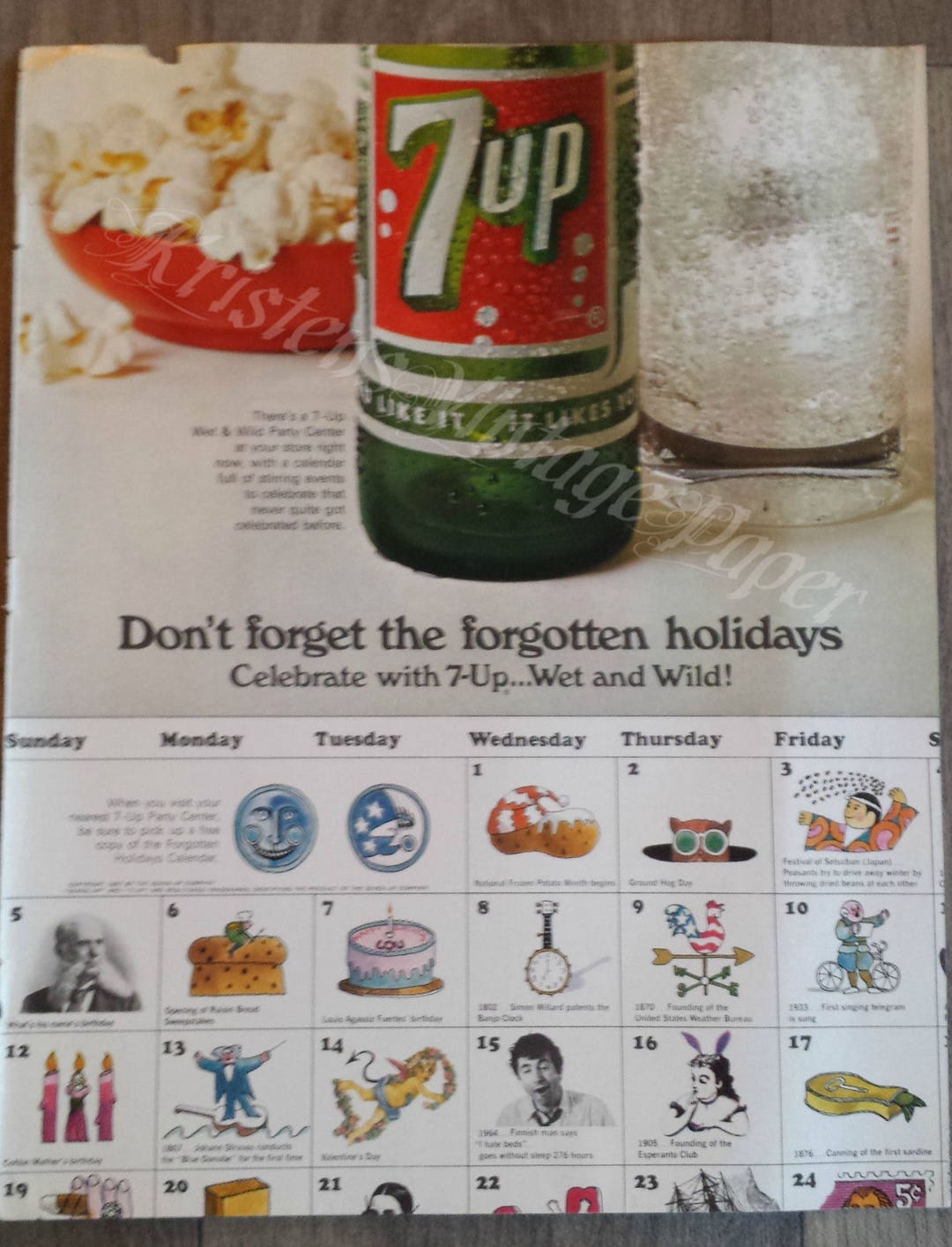 1967 Vintage Ad - 7-up - Holidays - Calendar - Soft Drink - Beverage ...