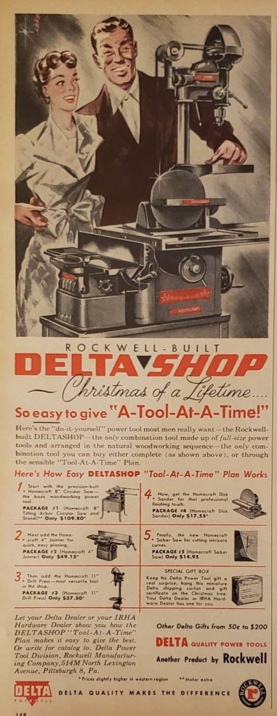 1954 ROCKWELL DELTA Shop Power Tools Saw Sander Christmas Gift Vintage ...
