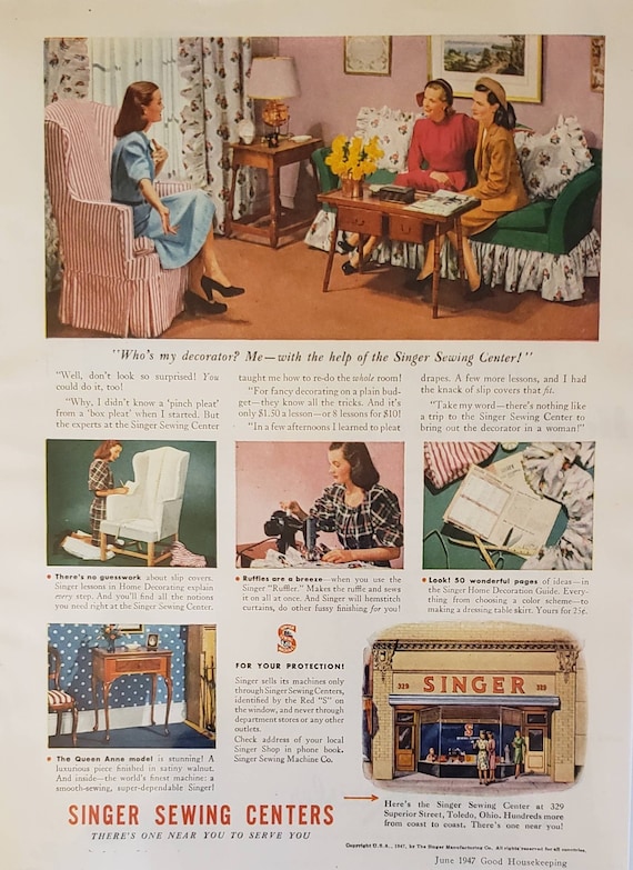 1947 SINGER SEWING CENTERS Toledo Ohio Decorator Home | Etsy