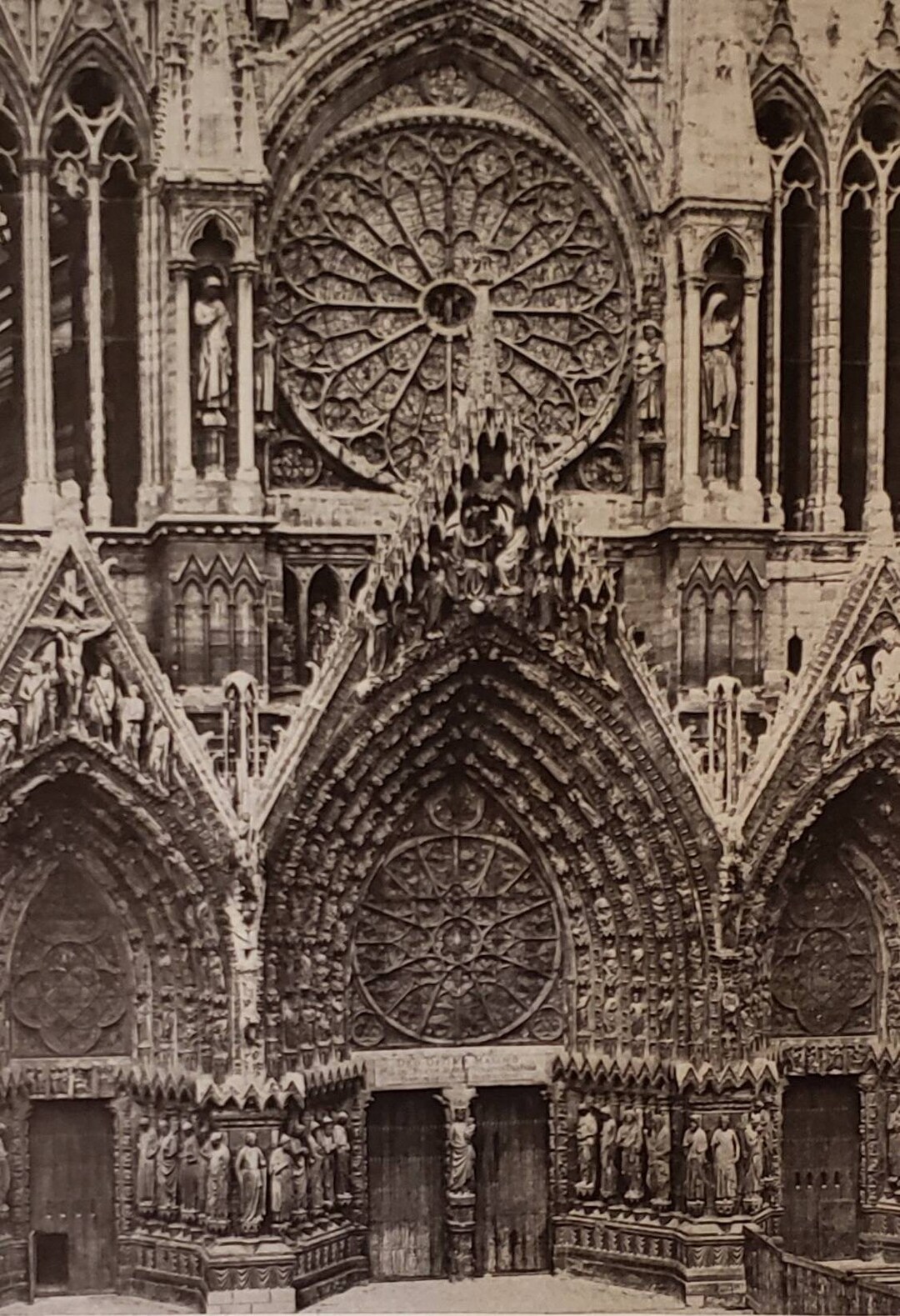 1922 RHEIMS CATHEDRAL France Church West Facade Details Black and White ...