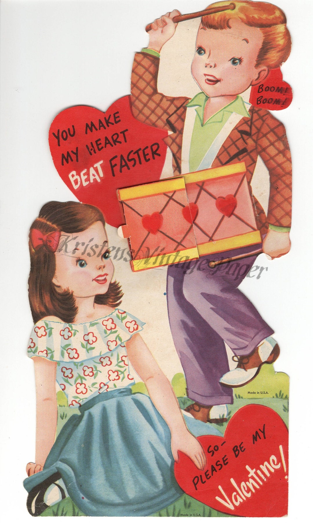 Instant Digital Download VALENTINE Kids Drum Valentines Day Vintage ...
