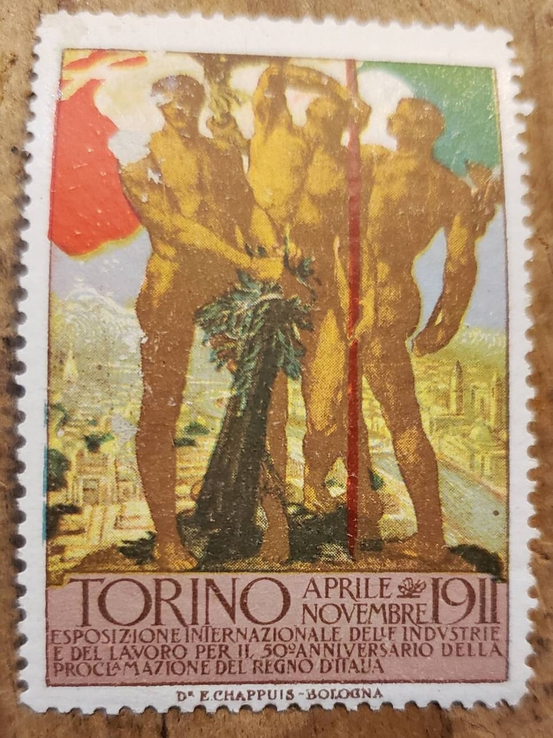 1911 Vintage Italian Advertising Poster Stamp Torino Italy ...