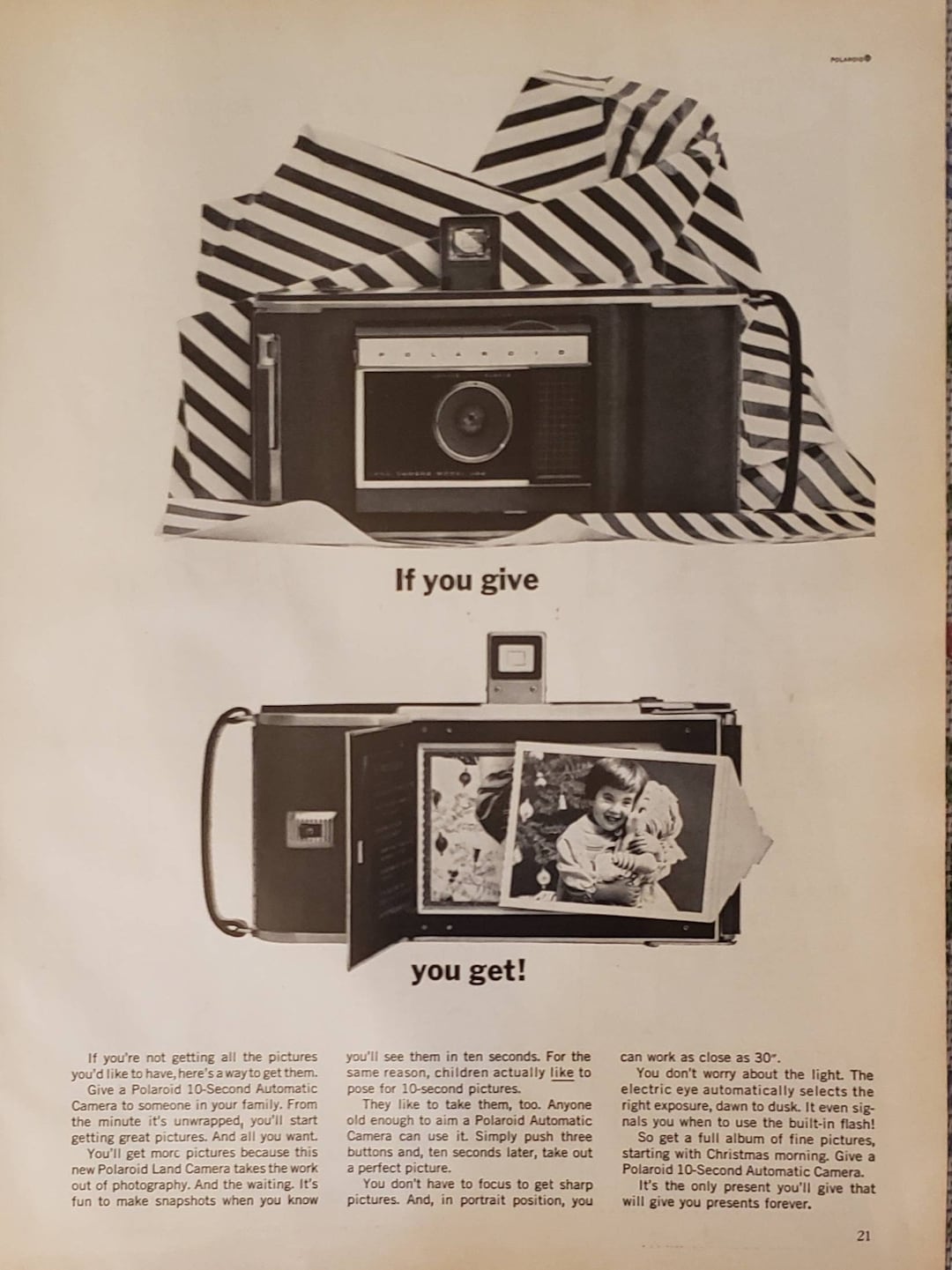 1961 POLAROID 10 Second Automatic Camera Pictures Photography Vintage ...