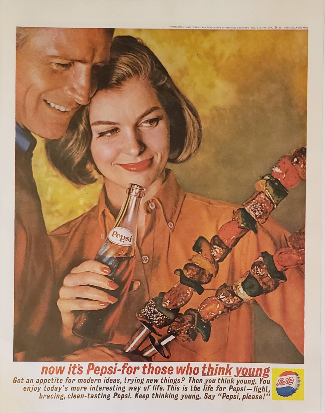 1962 PEPSI COLA Soda Beverage Drink Shish Kebabs Vintage Print Ad - Etsy