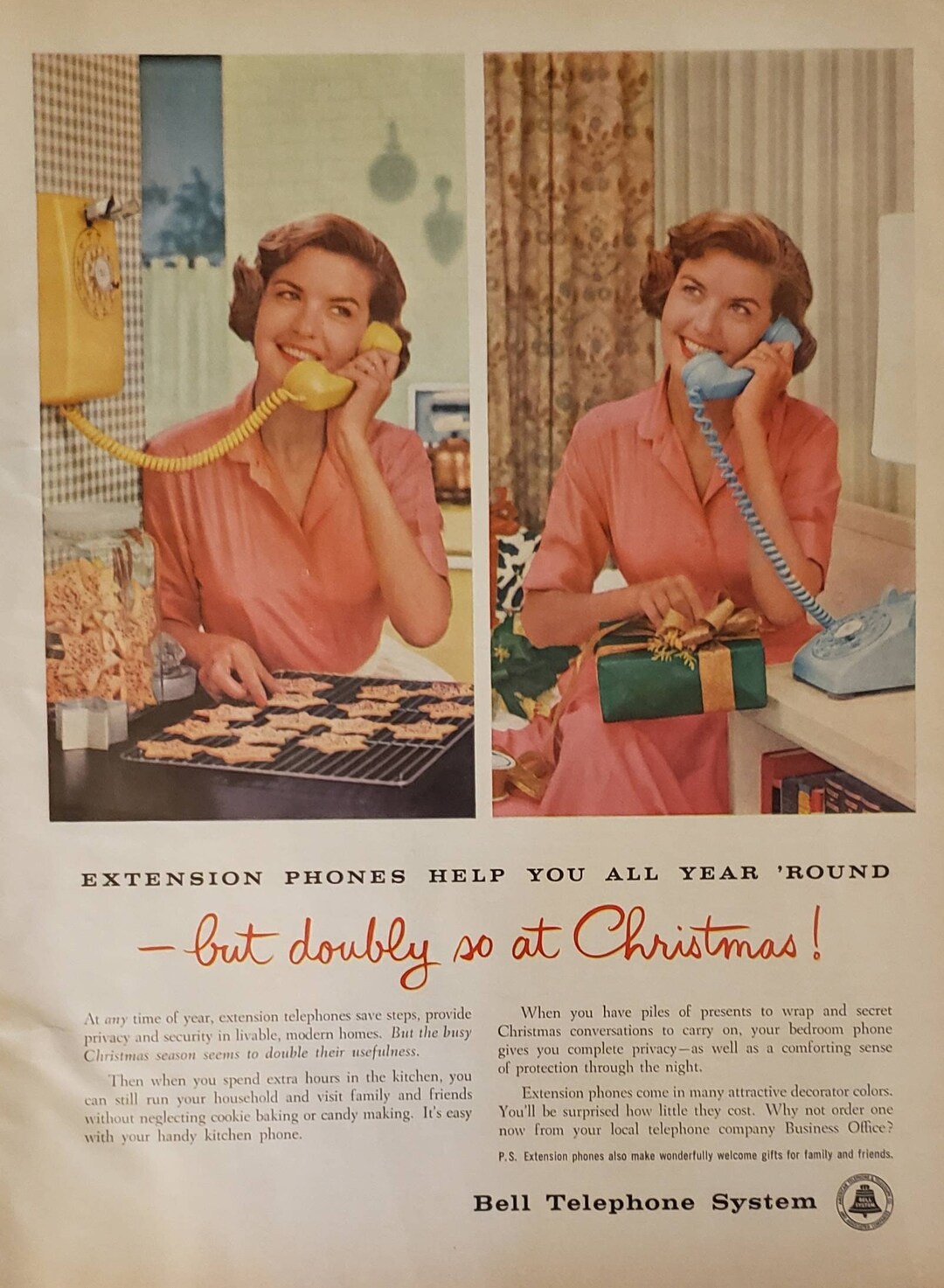 1958 BELL TELEPHONE SYSTEM Extension Phone Telecommunications Vintage ...