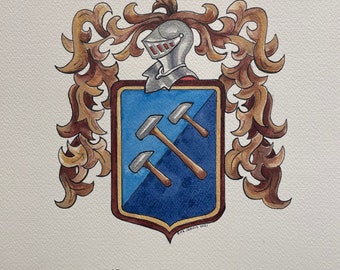 COAT OF ARMS. Family Seal Family Crest Hand-painted | Etsy