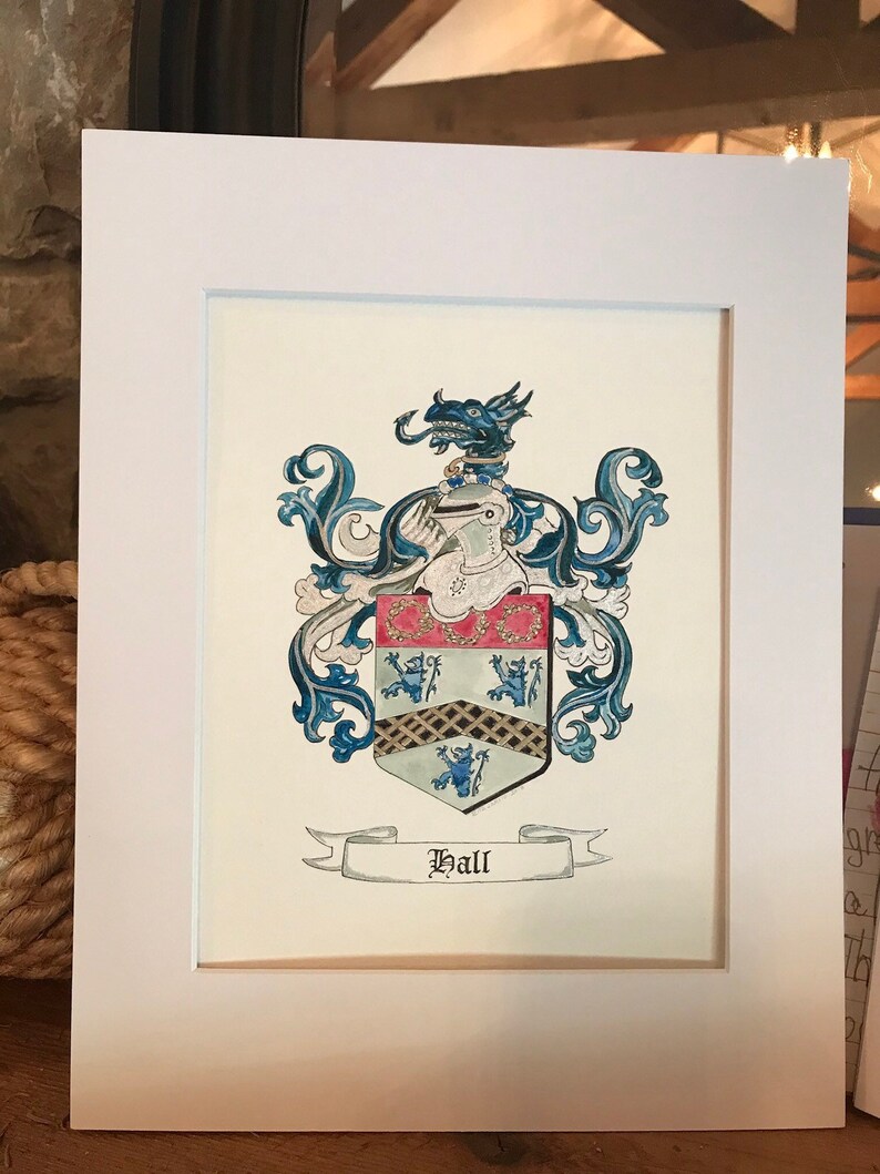 Family Crest Family Seal Hand-Painted COAT OF ARMS Painting Art ...