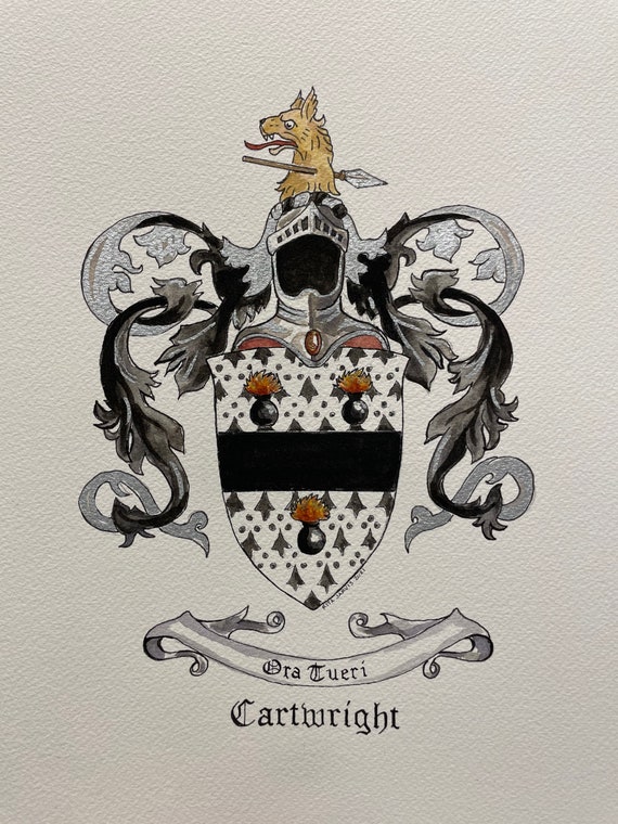 Family Crest Family Seal Hand-Painted COAT OF ARMS Painting Art ...