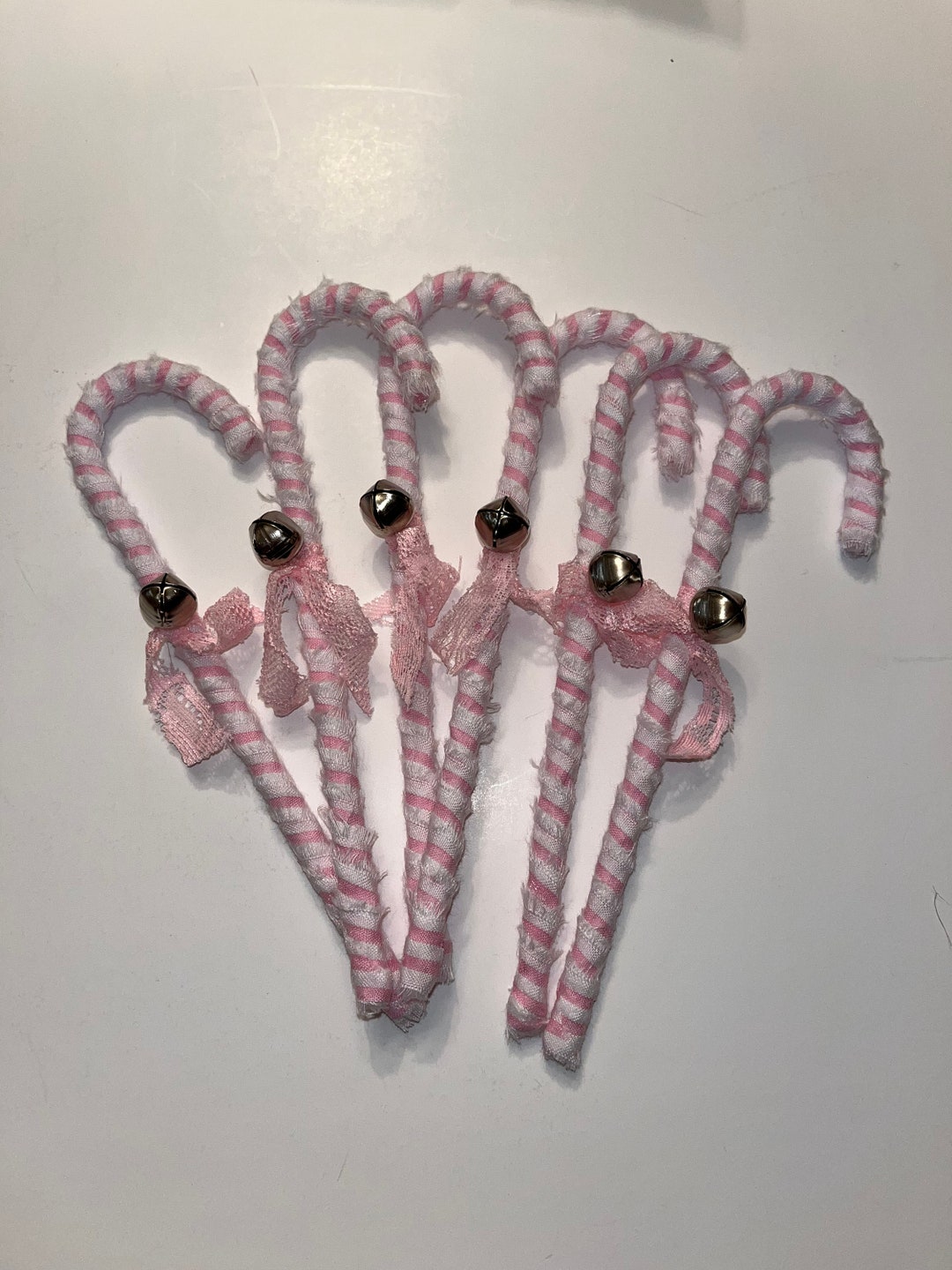 Pink & White Fabric Candy Canes: Shabby Chic Christmas Decor (set of 6 ...