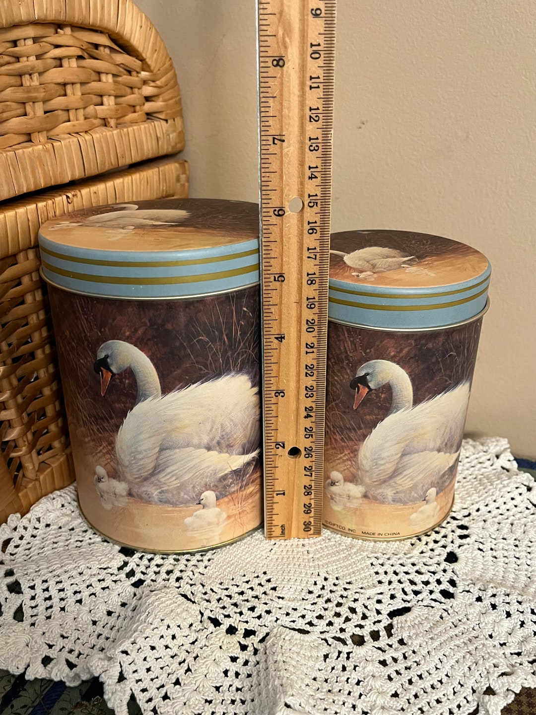 2 Vintage 1988 Giftco Tin Canisters-vintage Meta Tins-please Read ...
