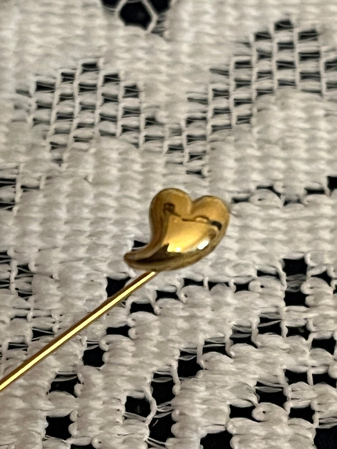 Vintage Signed Gold Tone Heart Stick Pin-please Read Full Item Details ...