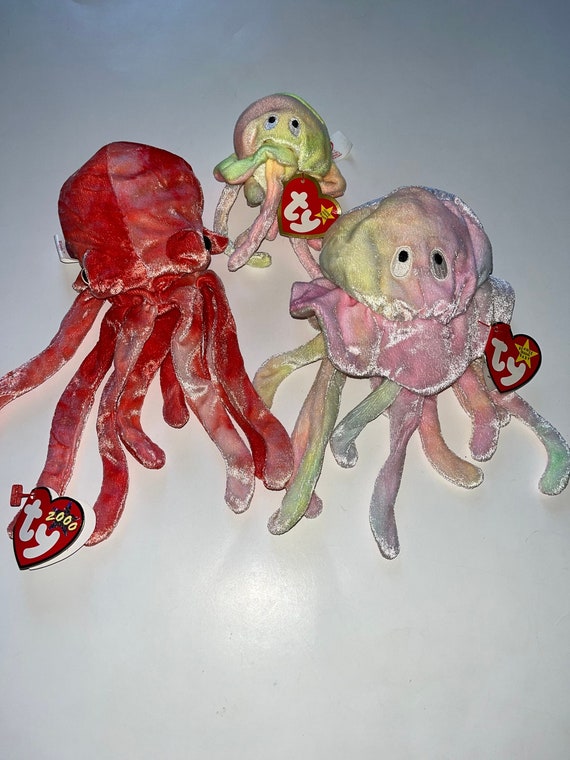 3 Vintage Ocean Beanie Babies-squid Beanie Baby and Jellyfish - Etsy