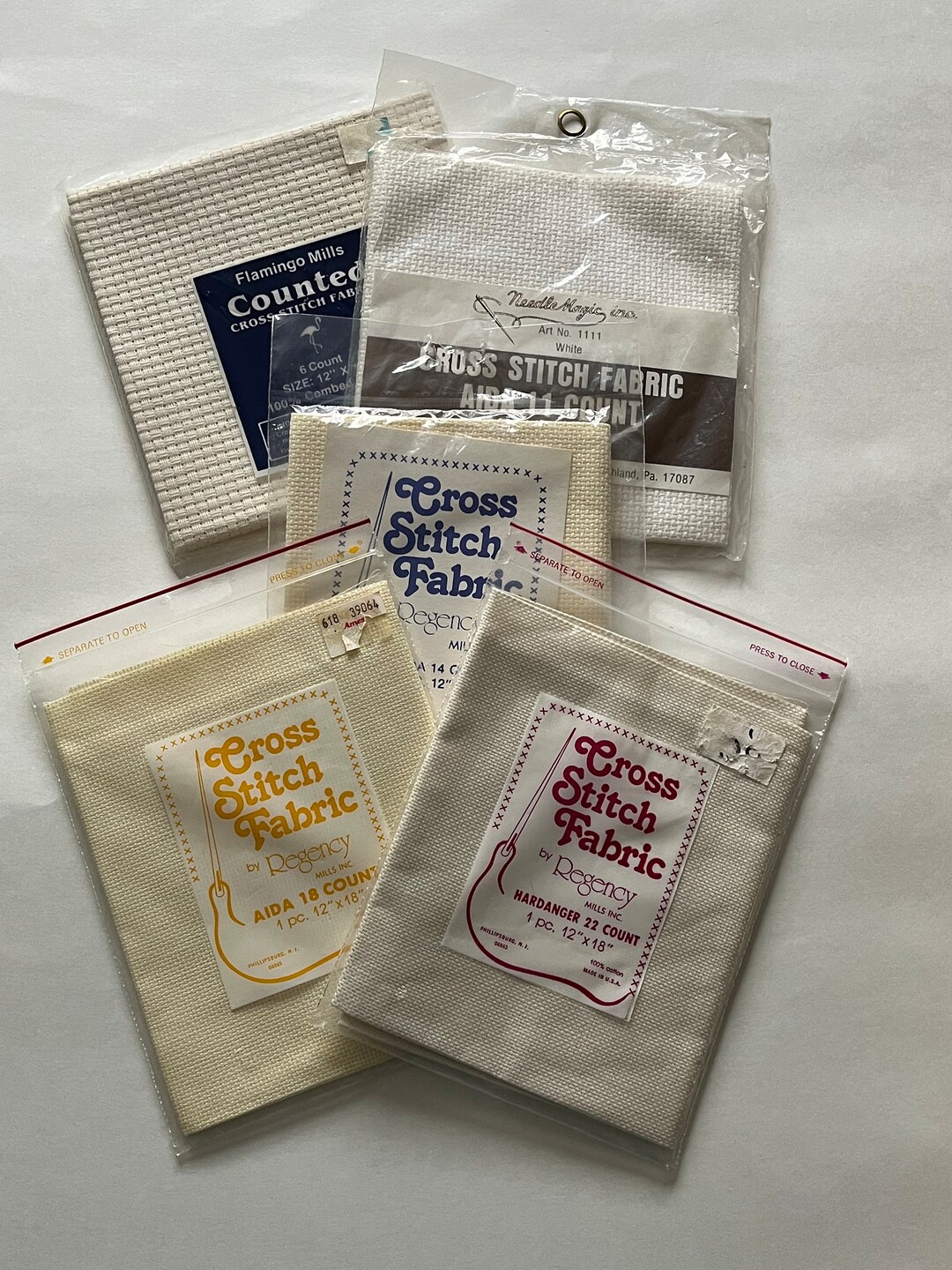 5 Packs of Destash Cross Stitch Fabrics-please Read Item Details and ...
