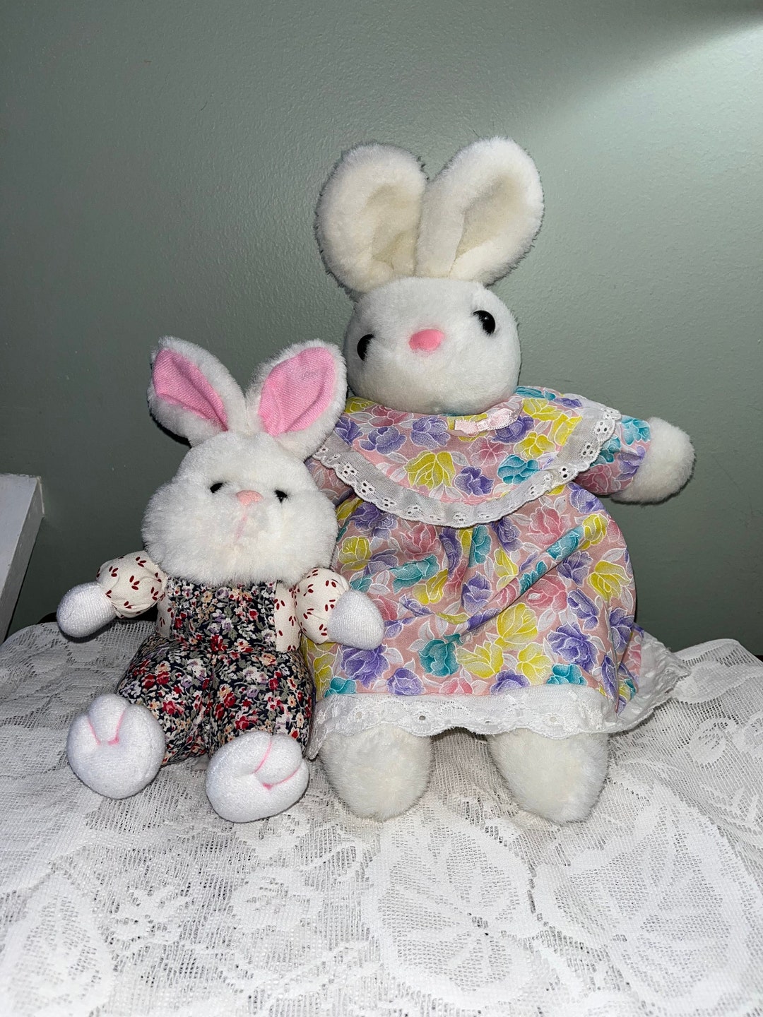2 Vintage Spring Easter Bunny Rabbit Stuffies-please Read Description ...