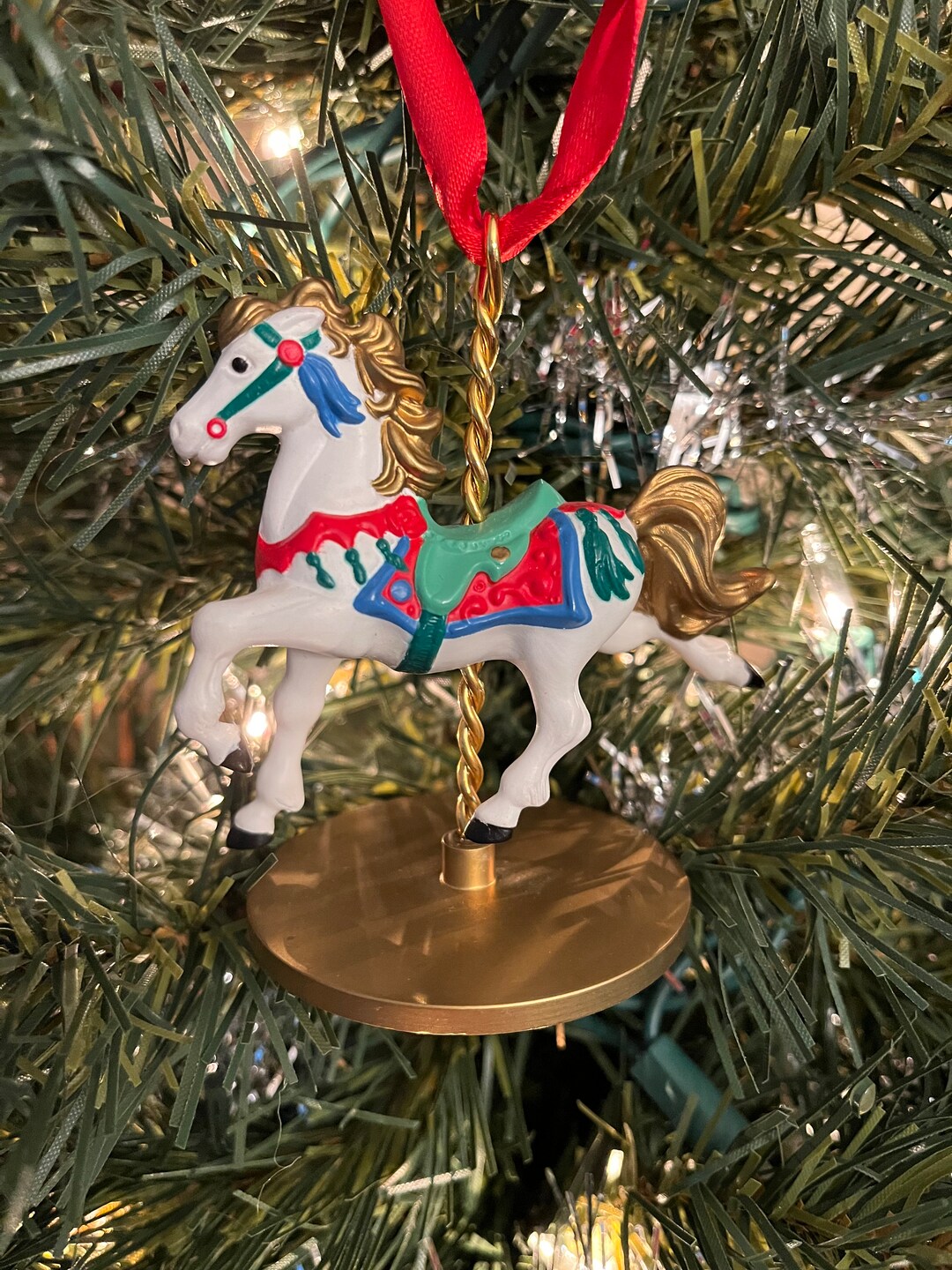 Vintage 1989 Hallmark “snow” Carousel Horse Ornament-please Read ...