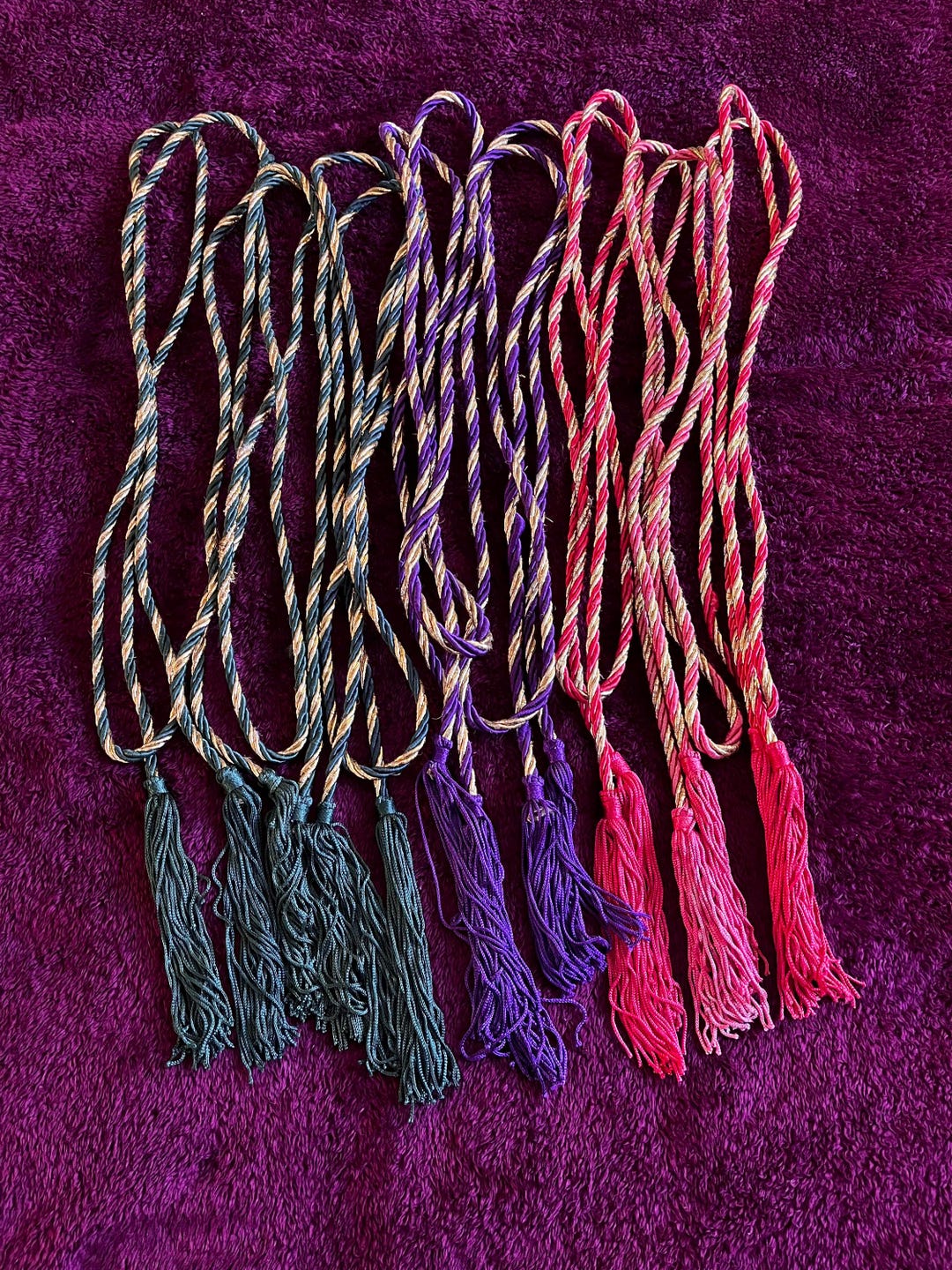 Set of 8 Vintage Cord and Tinsel Type and Tassel Garlands-please Read ...