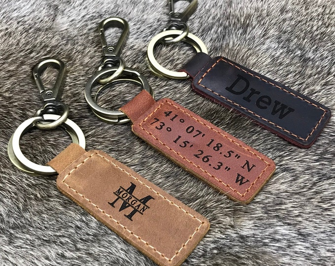 Personalized Leather Keychain, Customized Keychain, Custom Leather Key ...