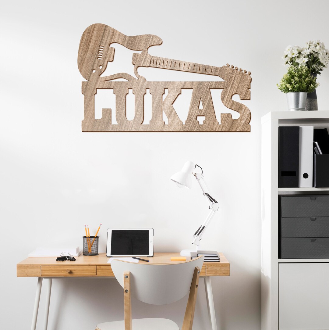 Guitar Name Sign, Nursery Decor, Personalized Wood Sign, Music Gift ...