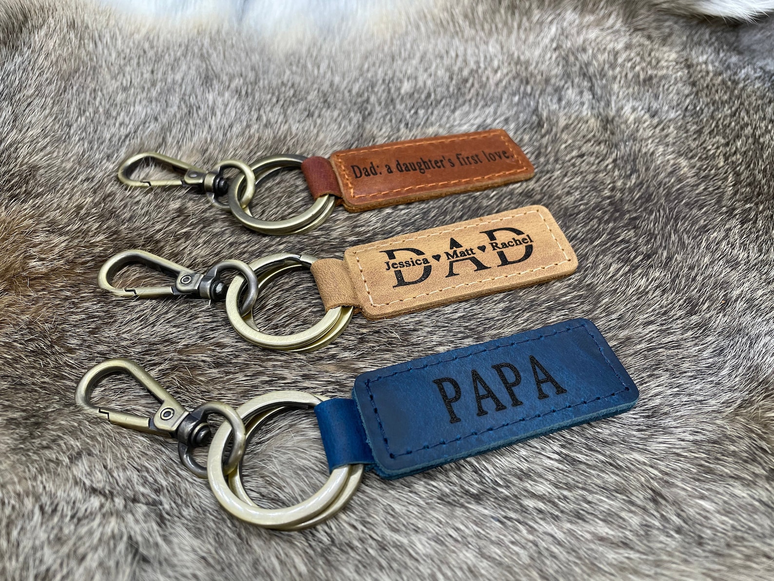 Personalized Dad Keychain, New Dad Gift, Engraved Dad Keychain, Fathers ...