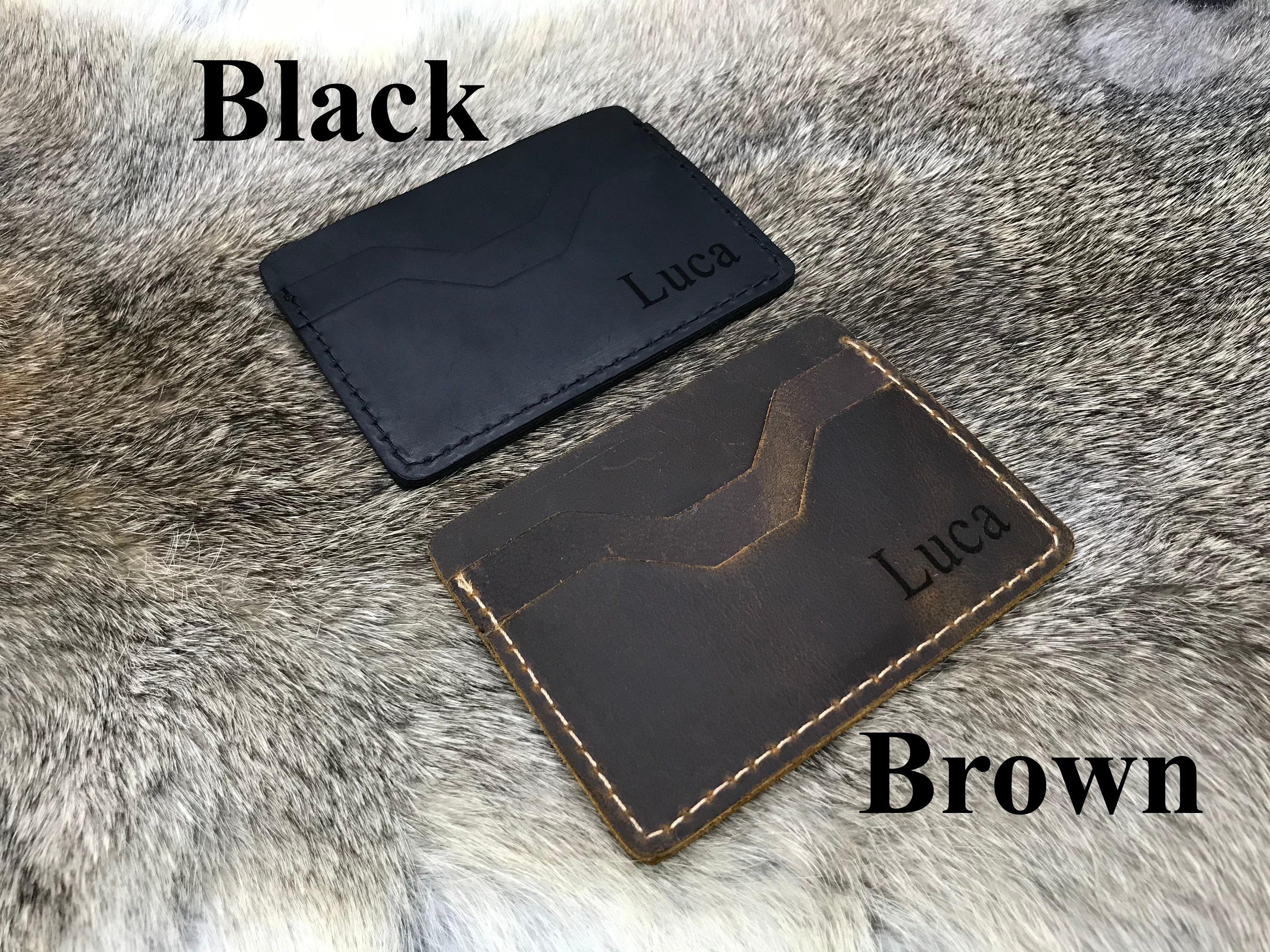 Personalized Leather Slim Wallet, Credit Card Holder, Groomsmen Gift - Etsy