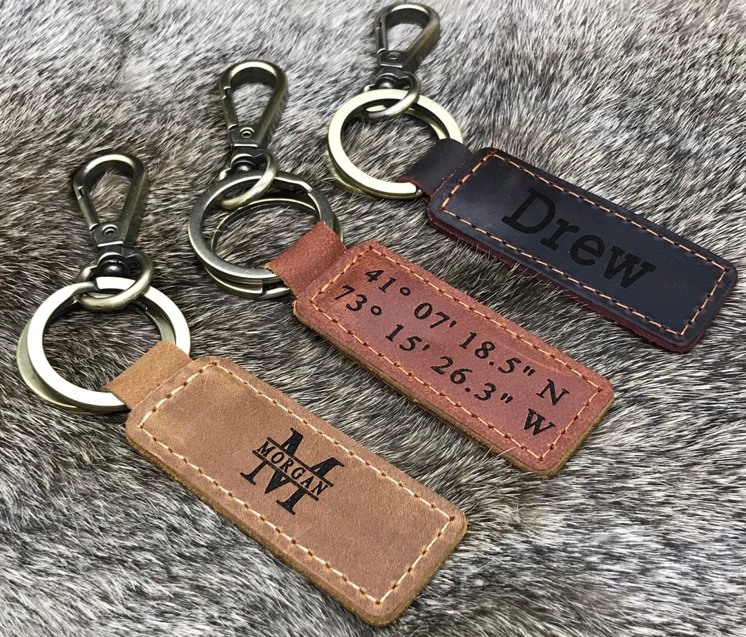 Personalized Leather Keychain, Personalized Coordinates Keychain, Where ...