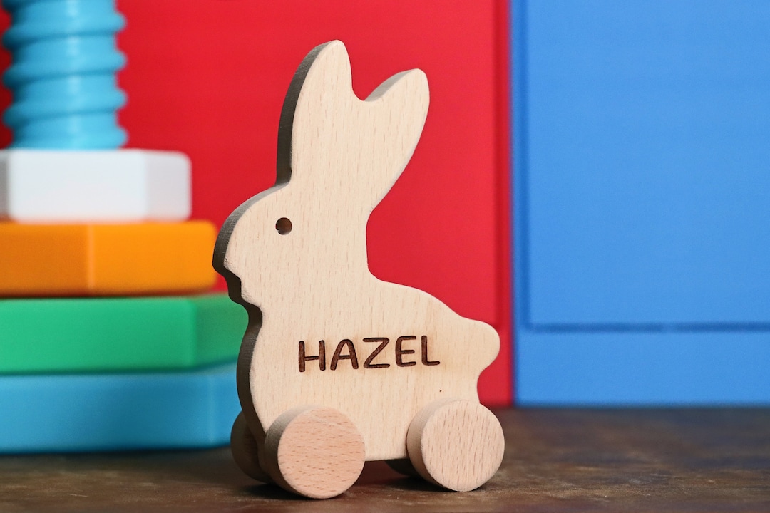 WOODEN RABBIT TOY, Waldorf Toy, Montessori Animal Toy Set, Personalized ...