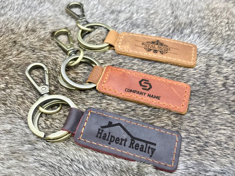 Personalized Leather Keyring, Engraved With Company Logo, Great ...